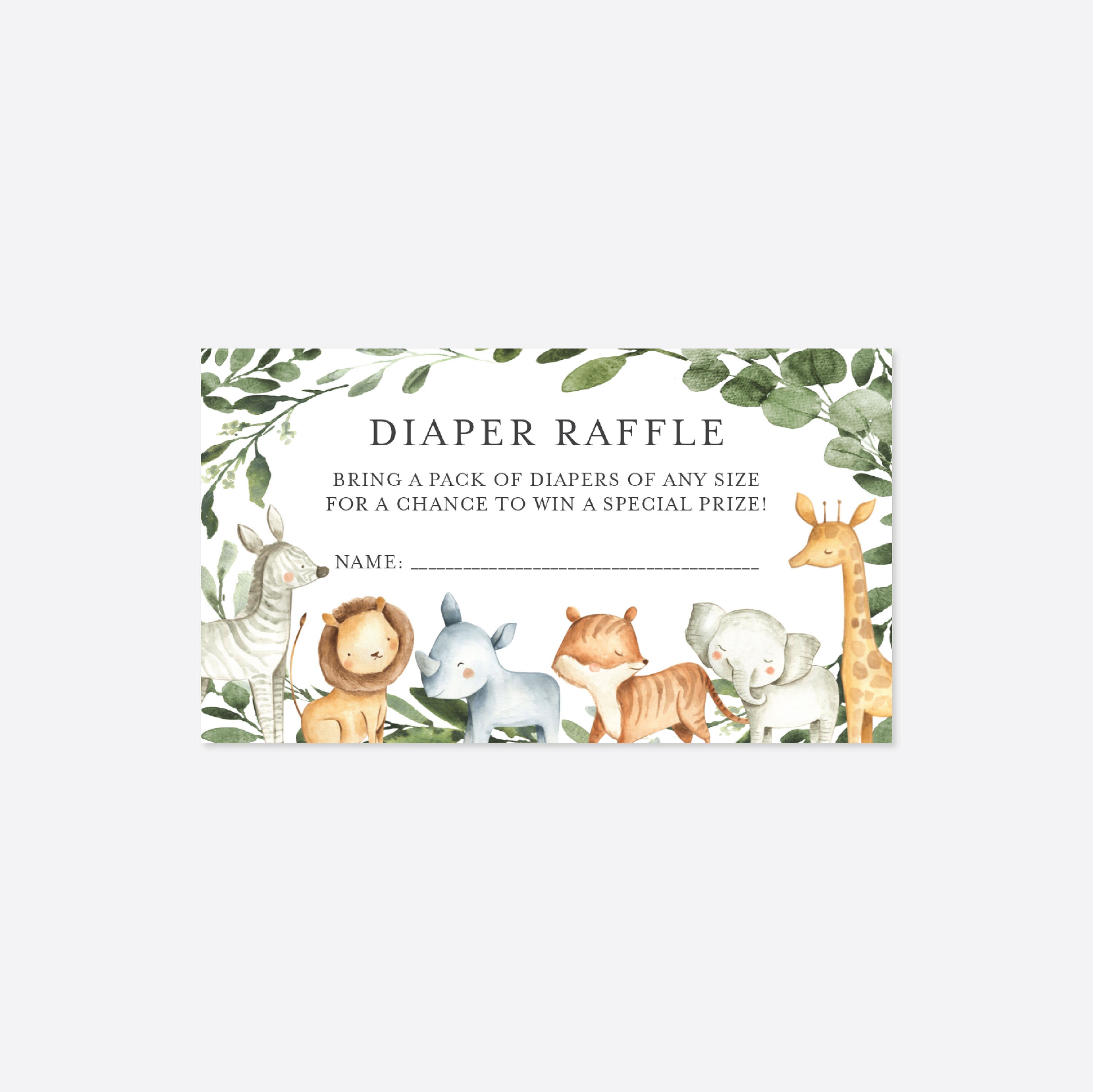 Safari Baby Shower Diaper Raffle Safari Baby Shower Insert | Etsy