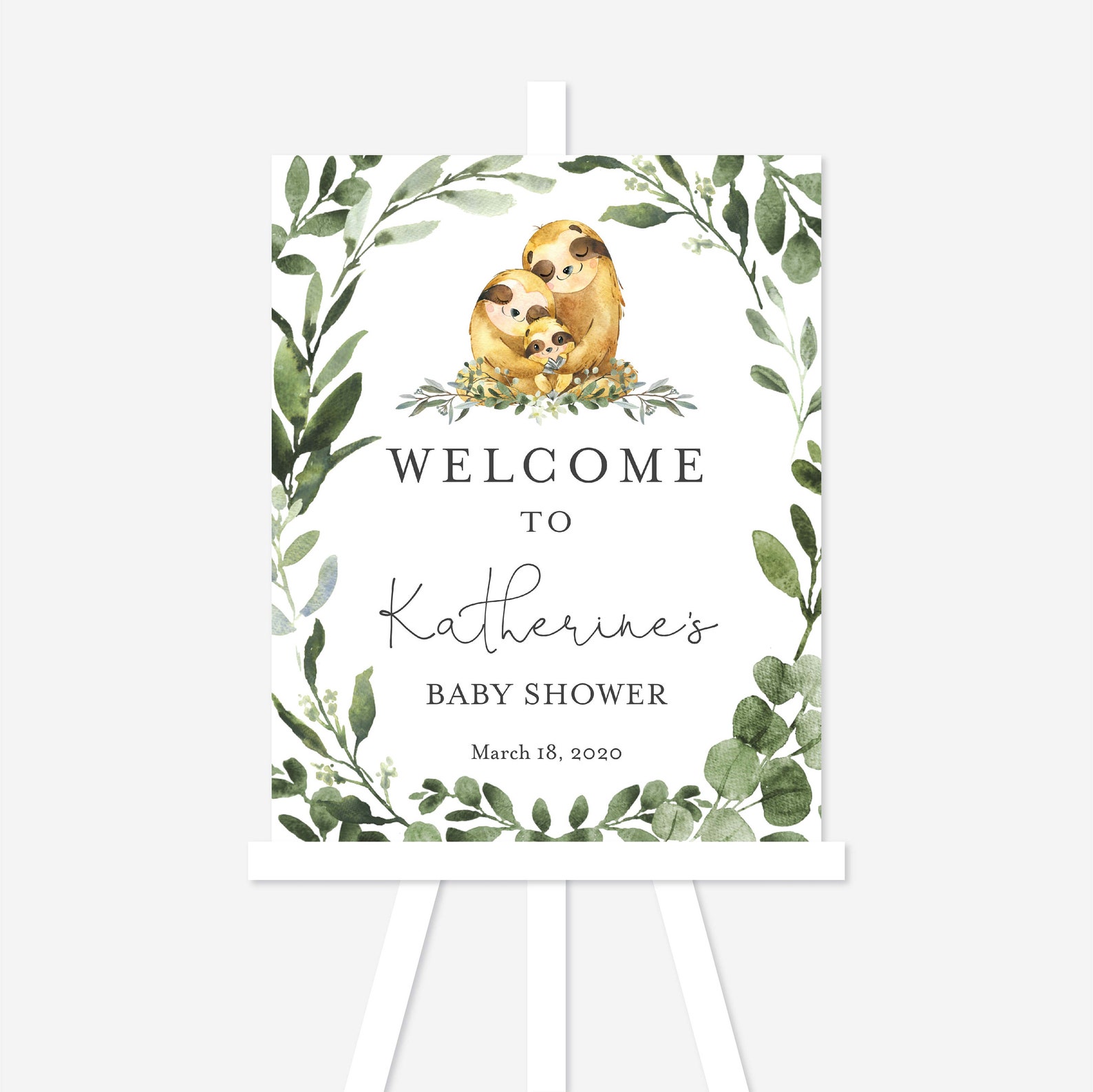Sloth Baby Shower Welcome Sign Sloth Welcome Sign Sloth Baby - Etsy