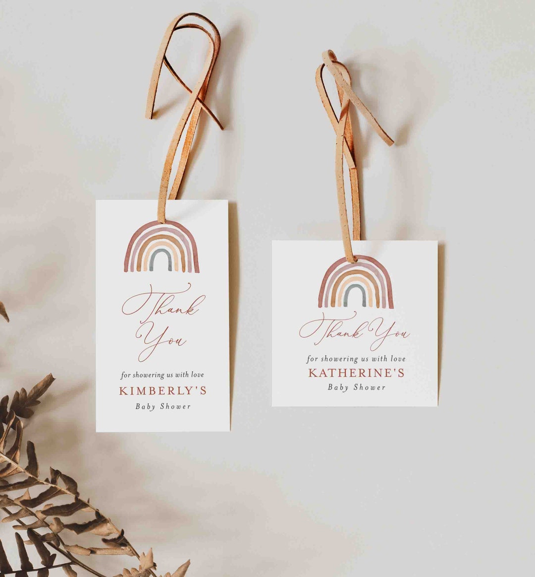 Rainbow Baby Shower Favor Tag, Rainbow Favor Tag, Boho Rainbow Favor ...