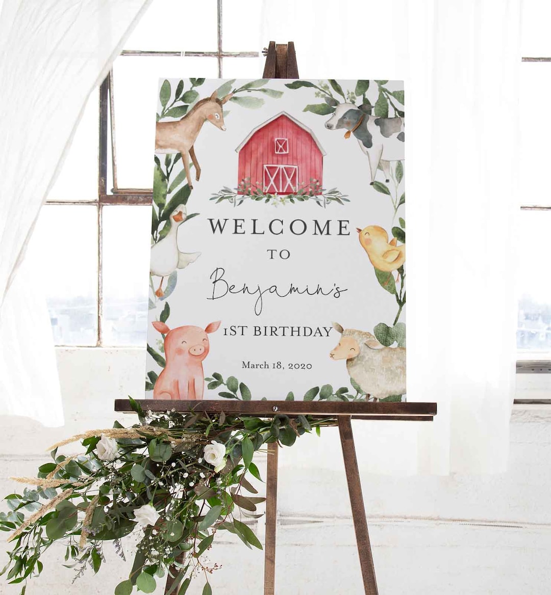 Farm Birthday Welcome Sign, Farm Animals Welcome Sign, Farm Welcome ...