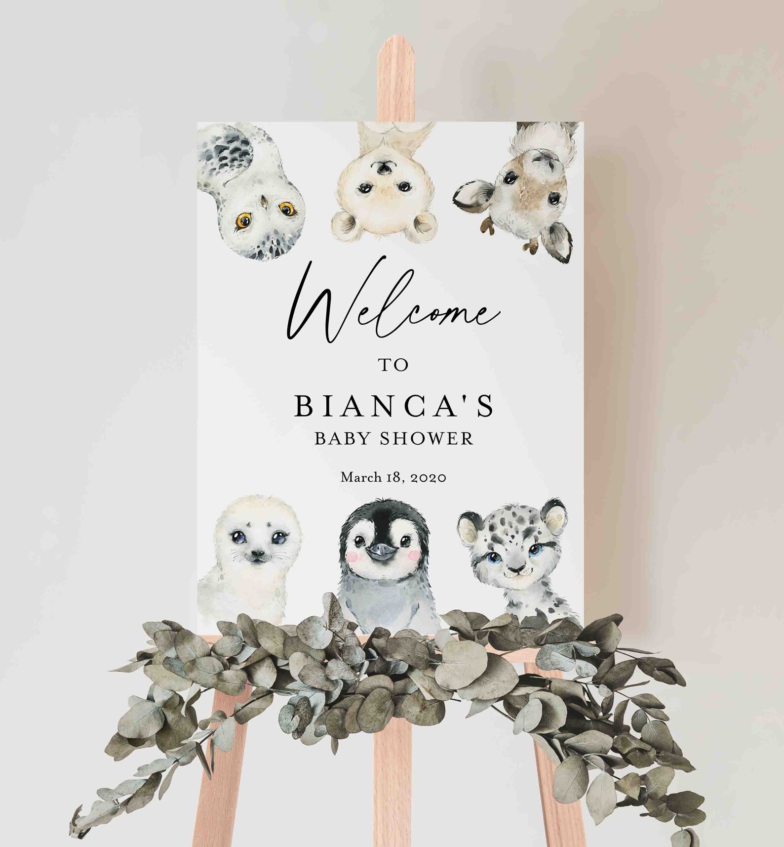 Winter Baby Shower Welcome Sign, Winter Animals Welcome Sign, Winter ...