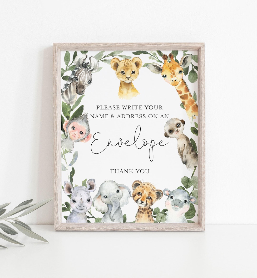 Safari Baby Shower Address an Envelope Sign, Safari Address an Envelope ...