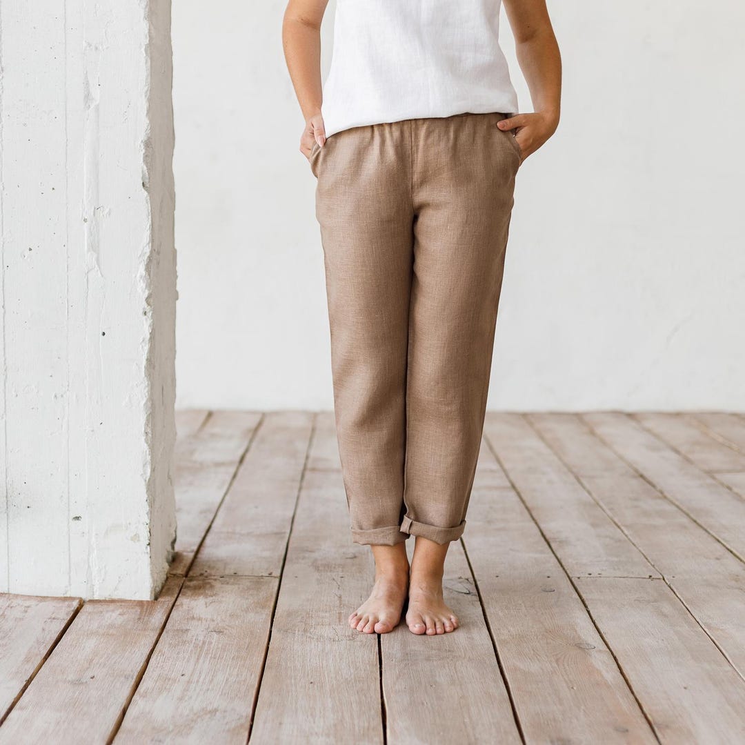 Linen Pants Women With Hidden Side Pockets, Linen Trousers Womens ...