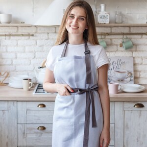 Linen Apron,pinafore Linen Apron in Various Colors,linen Apron With ...