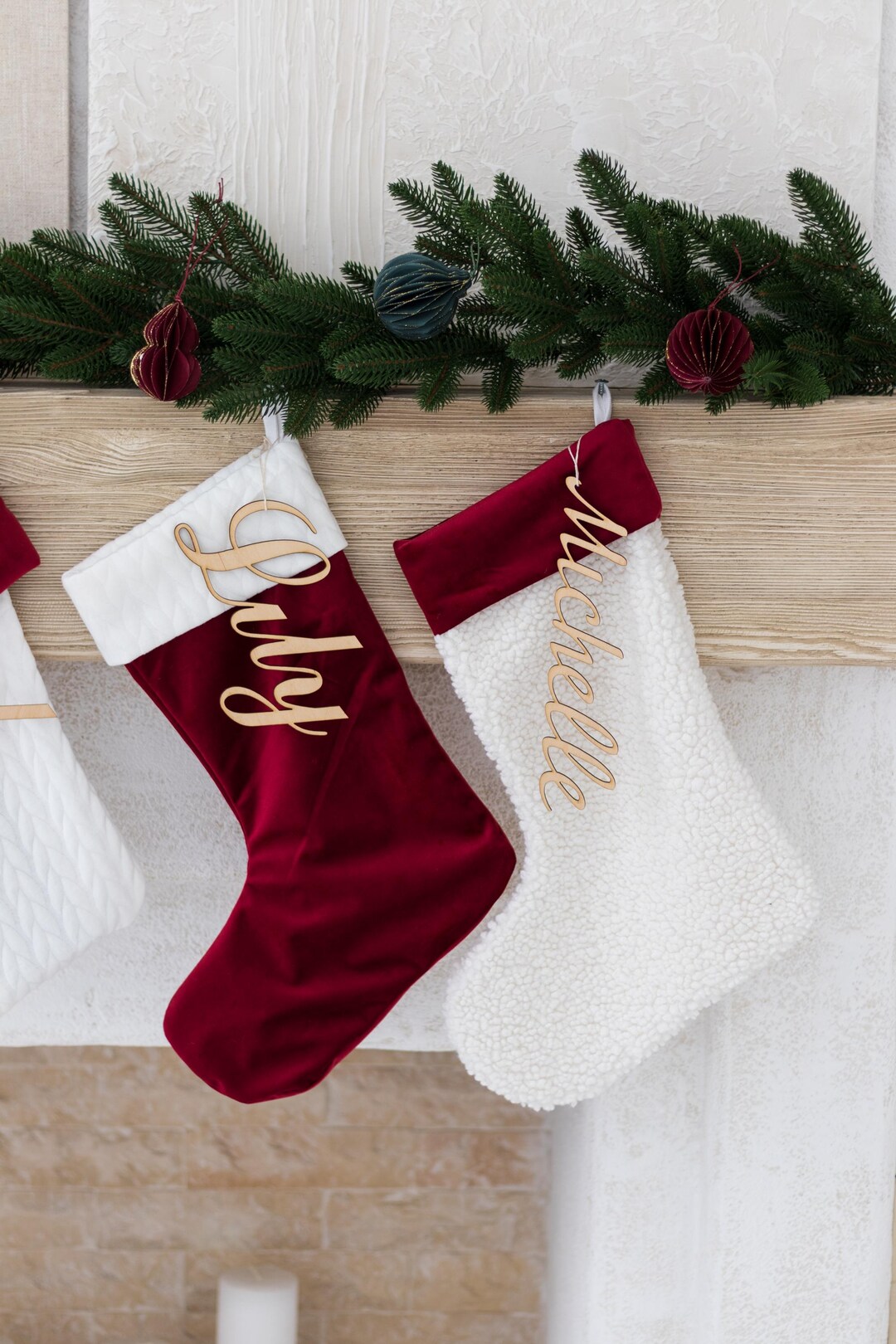 Wooden Names for Stocking, Christmas Stockings Name Cutout Kids Family ...