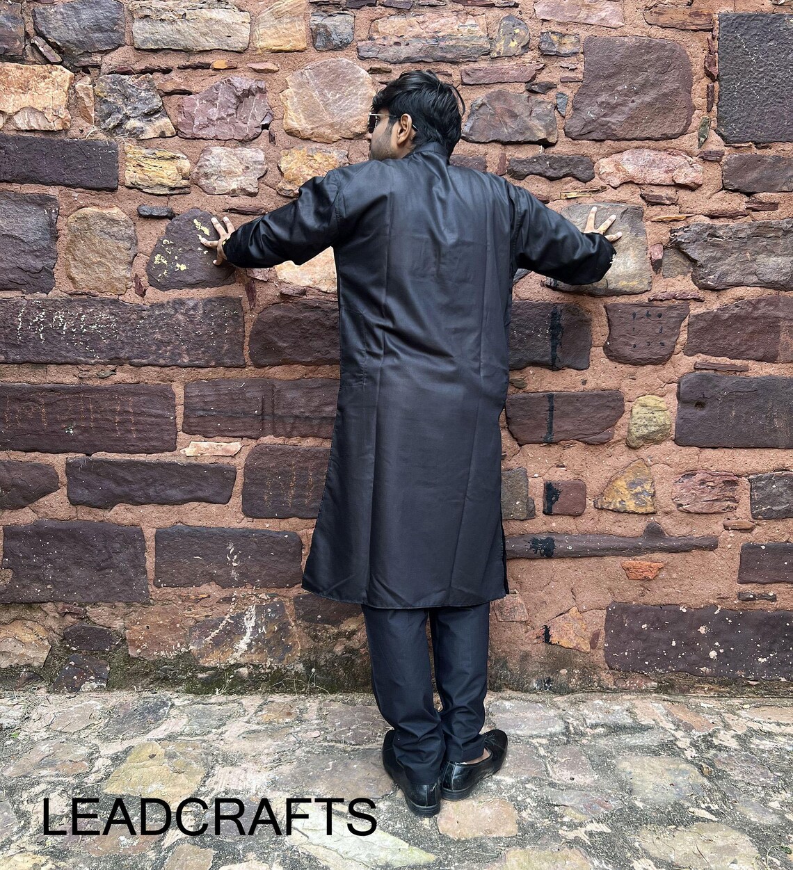Men's Black Cotton Kameez Shalwar: Slim Fit Pakistani Indian Outfit - Etsy