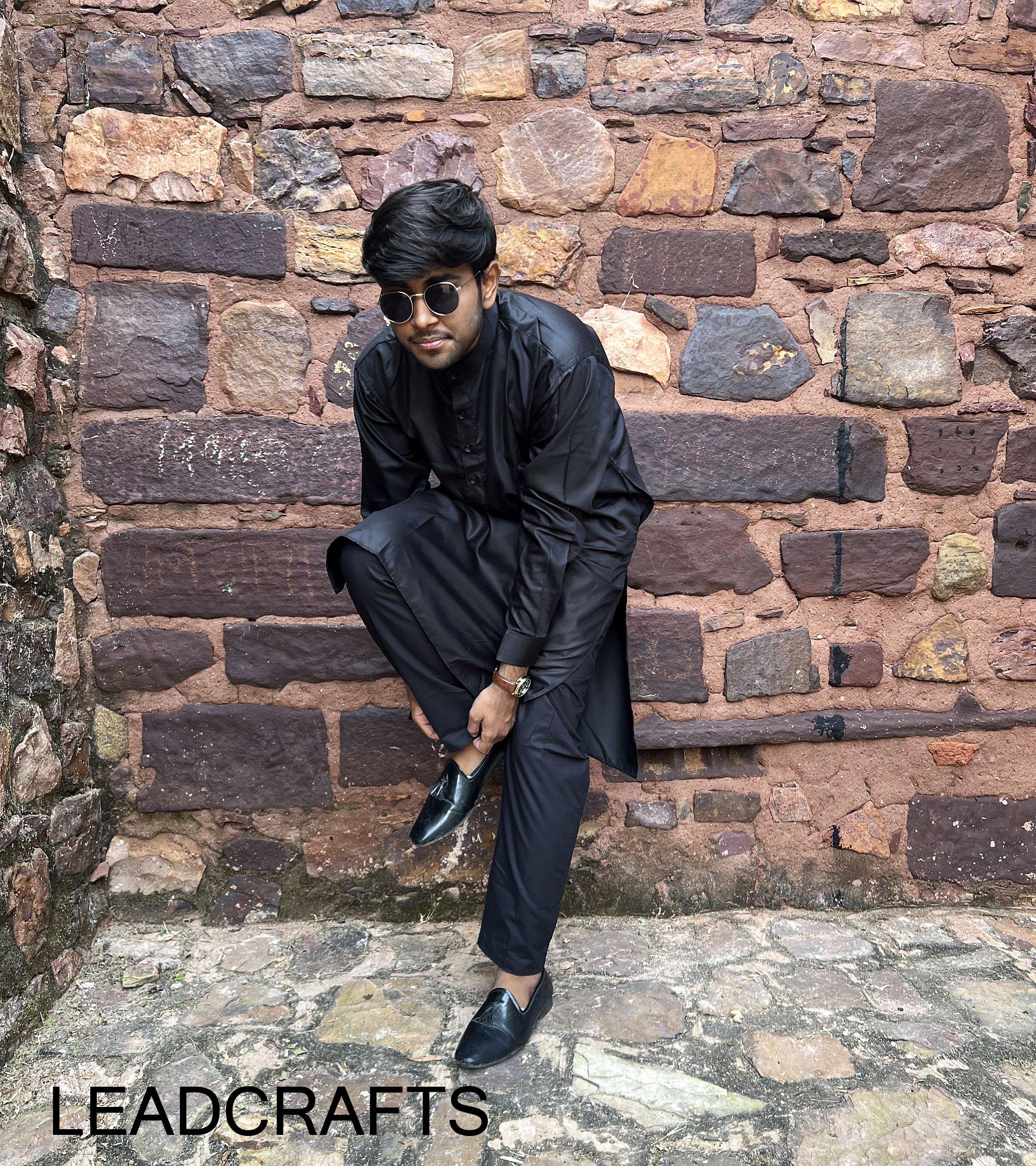 Men's Black Cotton Kameez Shalwar: Slim Fit Pakistani Indian Outfit - Etsy