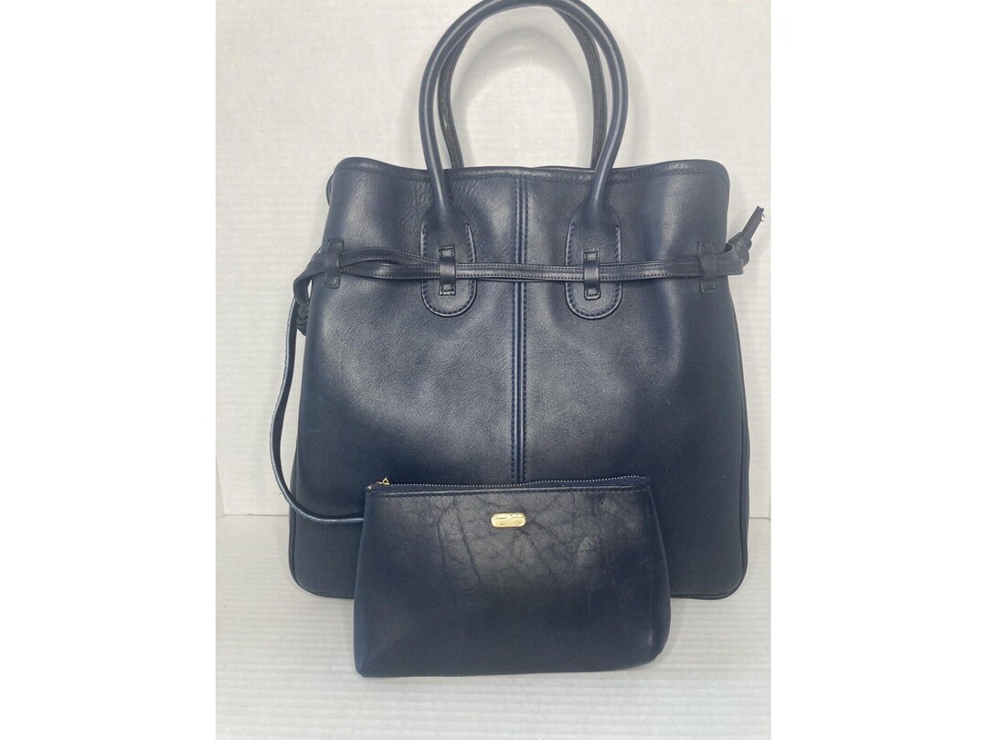 Bonnie Cashin for Meyers 70's Top Handle Drawstring Leather Purse Navy ...
