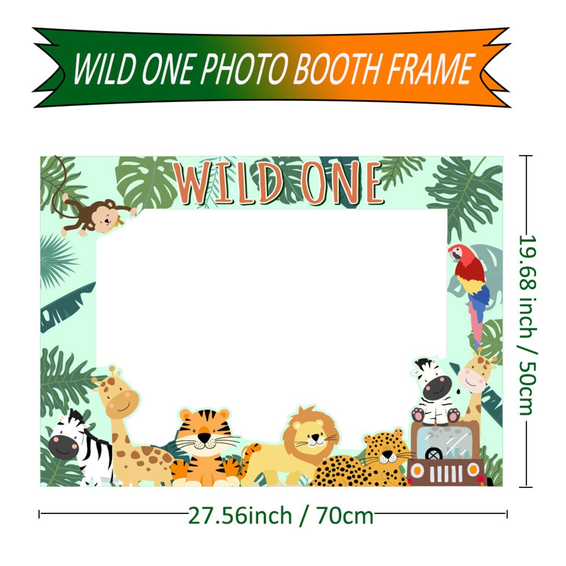 Wild One Photo Booth Frame Wild One Safari Animals Birthday | Etsy
