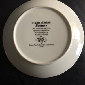 Vintage Collectors Plate Wildlife of Britain ‘badgers’ by Susan ...