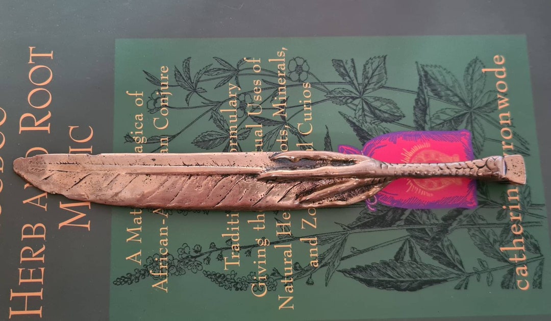 Antique Brass Feather & Claw Wand Athame Ritual Knife Letter Opener ...