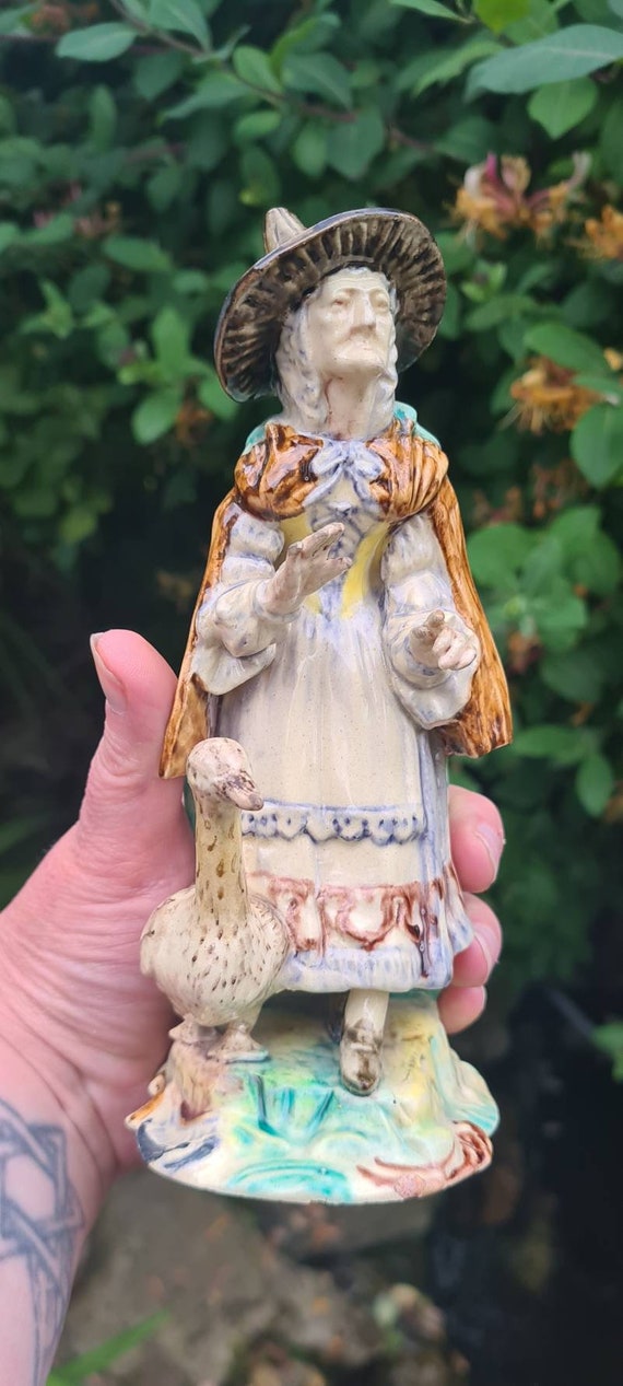 Antique Mother Goose Figurine Witch With A Goose Witchcraft - Etsy