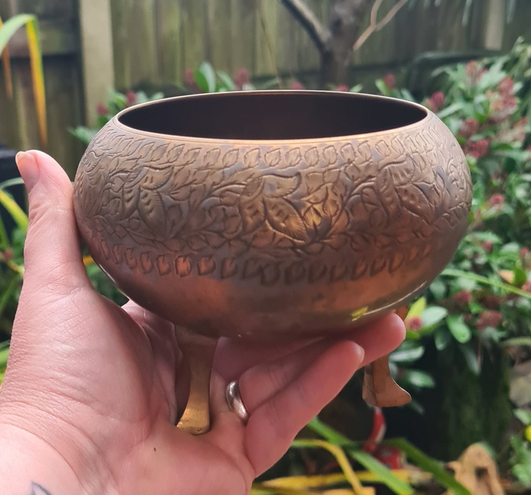 Antique Indian Brass Cauldron, Witches Cauldron, Pagan, Wiccan ...