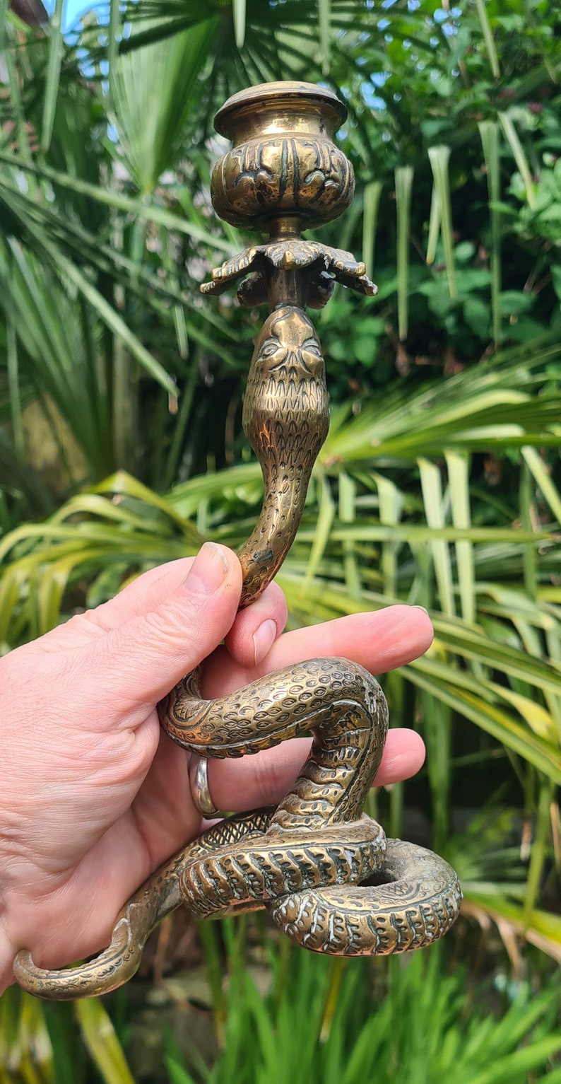 Antique Pair Bronze Brass Snake Serpent Candlesticks Candle - Etsy