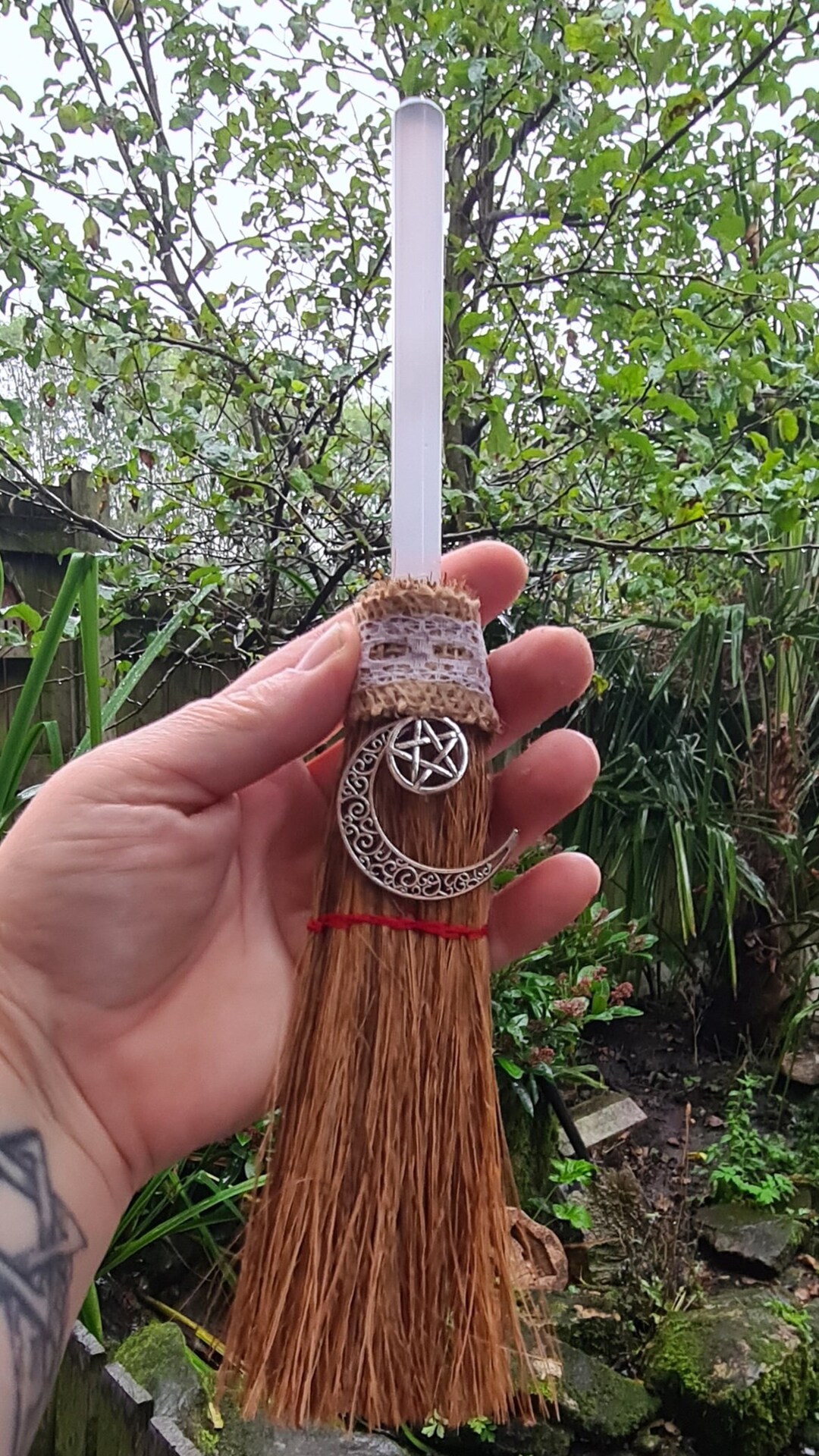 Selenite Altar Besom Broom Broomstick, Pagan, Witchcraft, Wiccan, Altar ...
