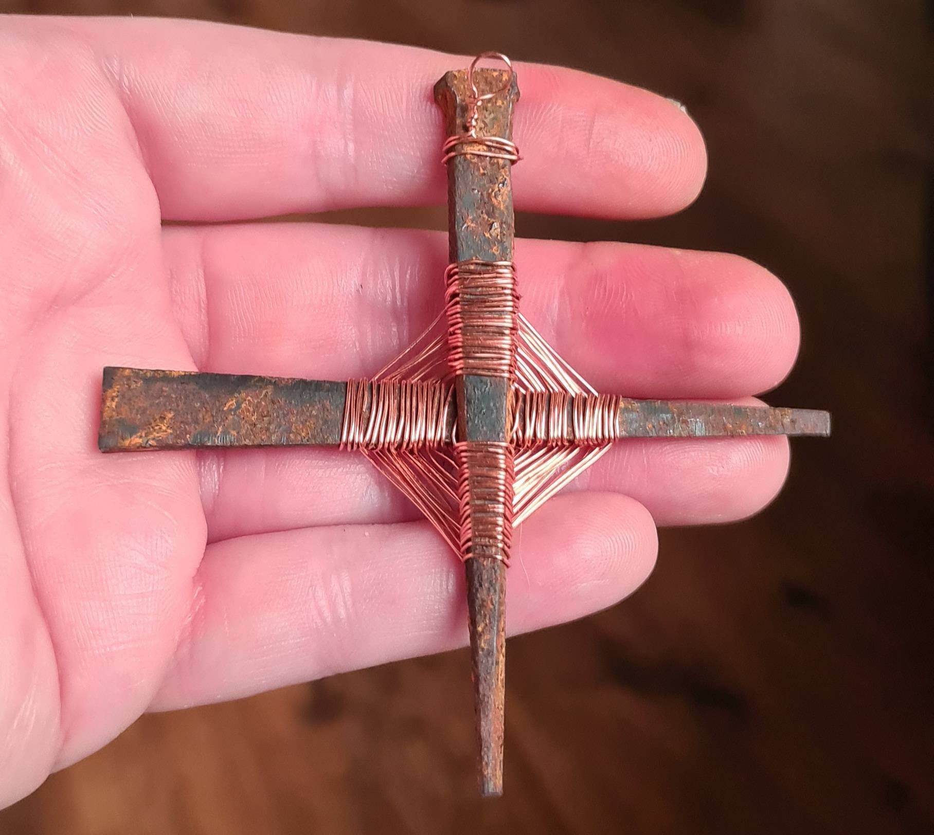 Morrigans Cross Talisman Iron Nail Protection Pagan | Etsy UK