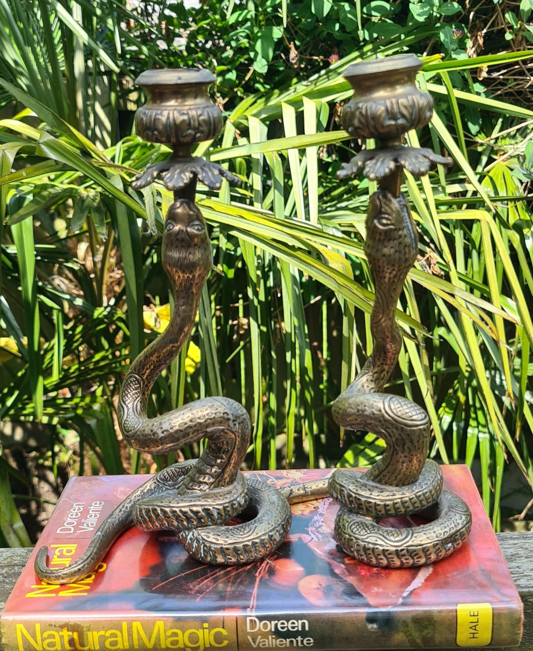 Antique Pair Bronze Brass Snake Serpent Candlesticks Candle Holders ...