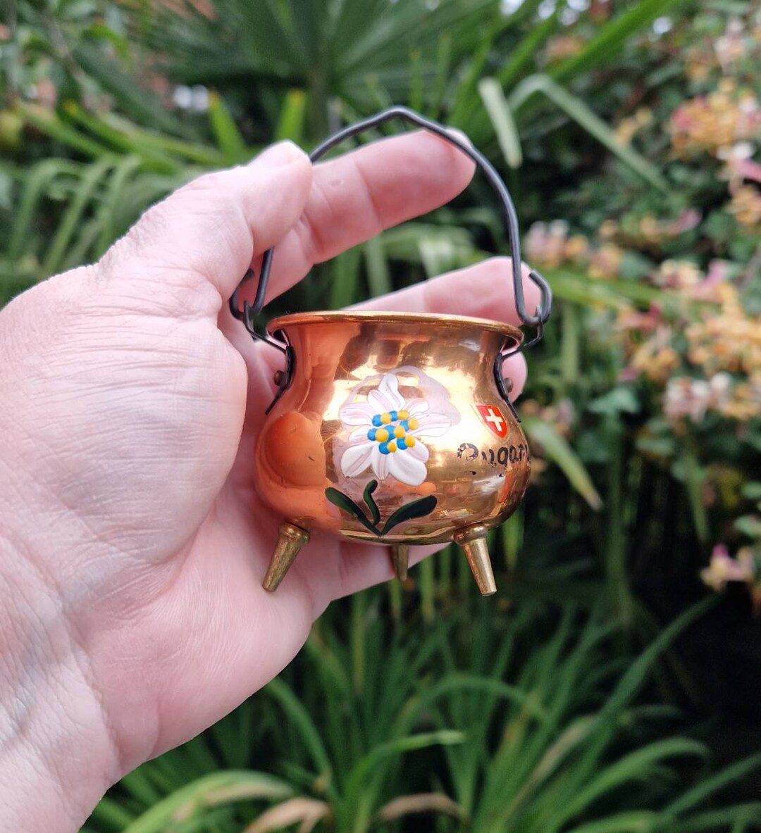 Vintage Handpainted Copper Witches Cauldron, Swedish, Witchcraft, Pagan ...