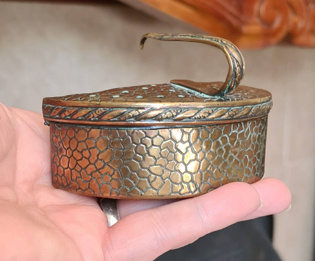 Antique Handmade Bronze Brass Pomander Nut Box Altar Box Trinket Box ...