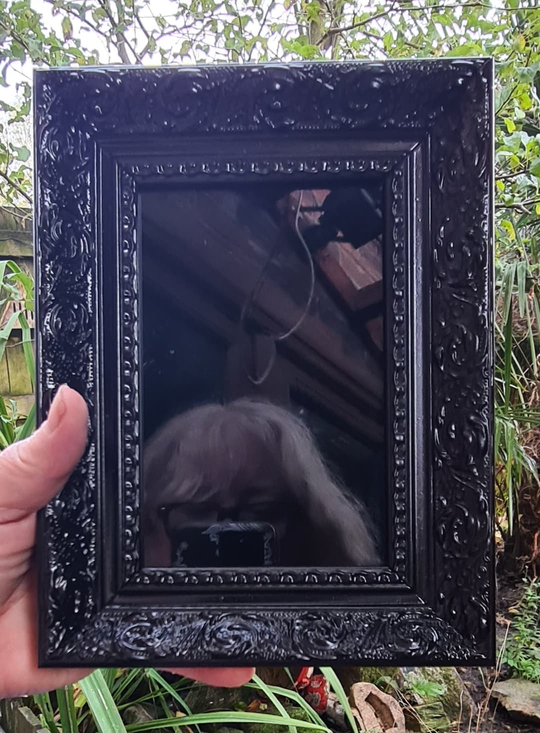 Vintage Wooden Framed Scrying Black Mirror for Divination, Witchcraft ...