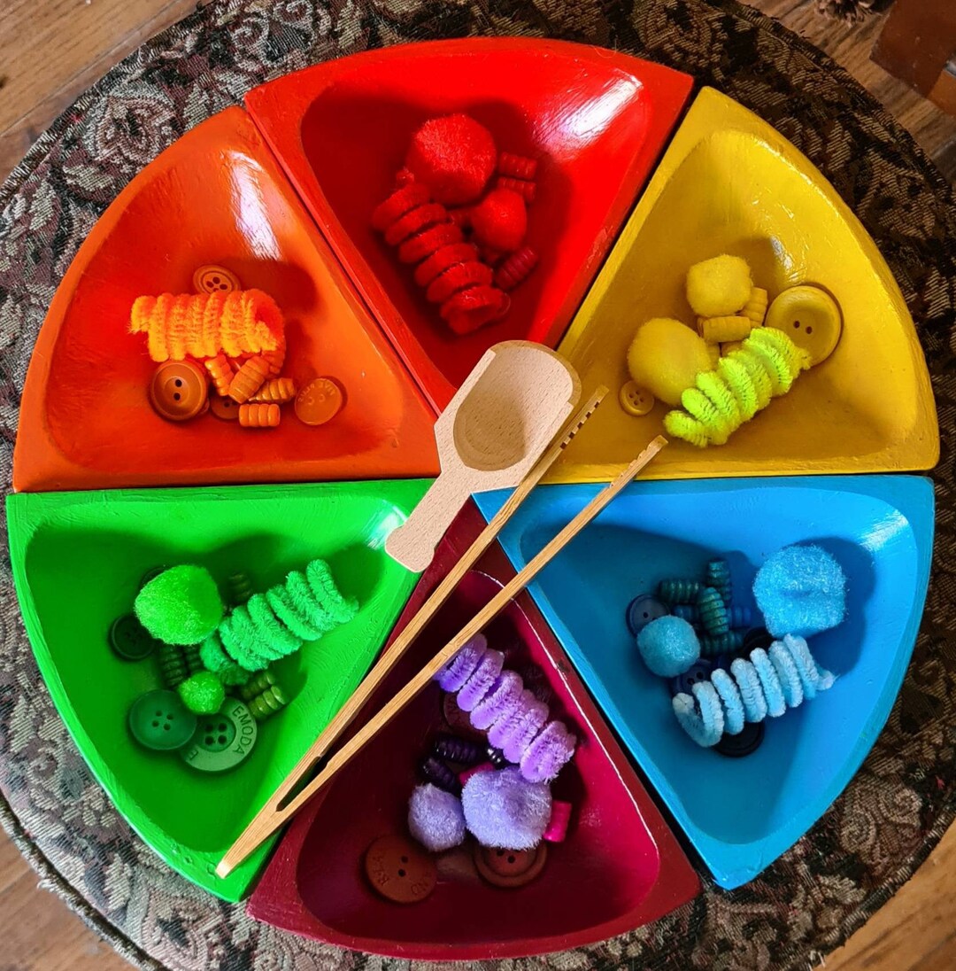 Tinker Tray Handpainted Rainbow Colour Sorting & Counting Kit ...