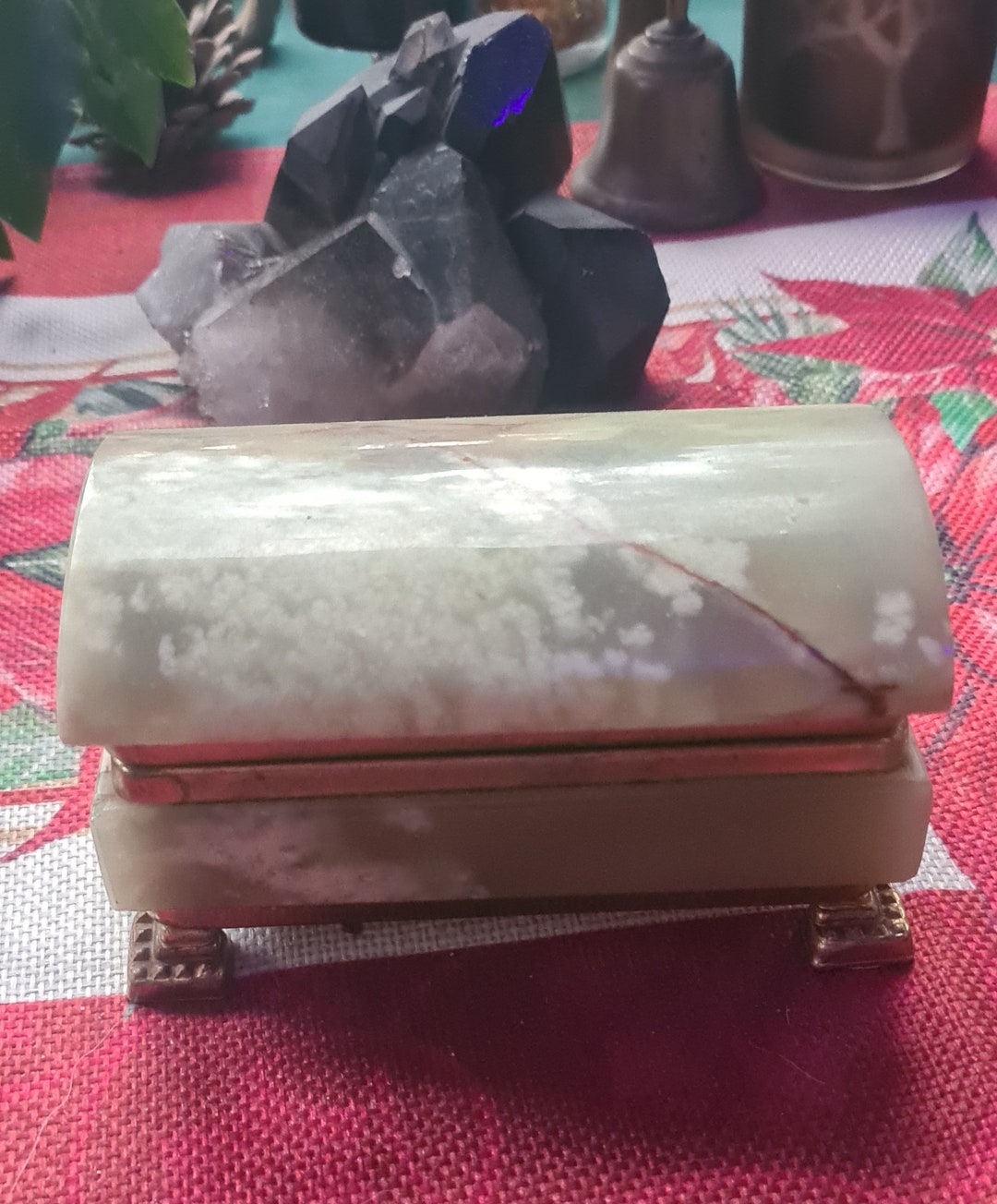 Vintage Beautiful Onyx Marble Altar Box, Jewellery Box, Pagan, Wiccan ...
