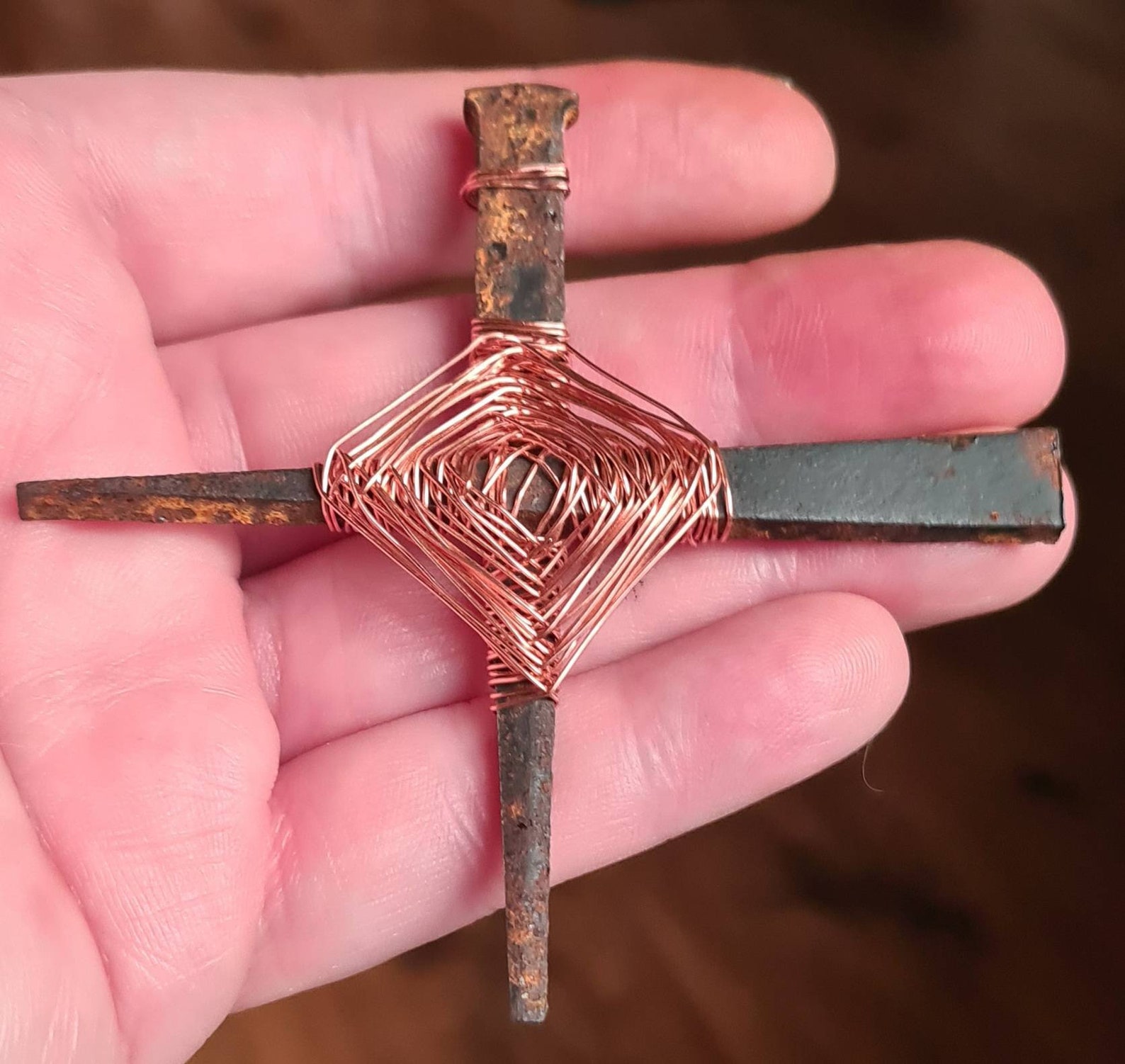 Morrigans Cross Talisman Iron Nail Protection Pagan | Etsy UK