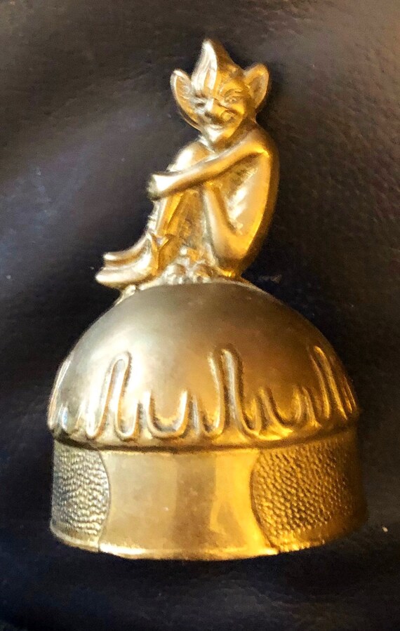 Vintage Brass Pixie Bell Summoning Bell Pixie on Toadstool - Etsy
