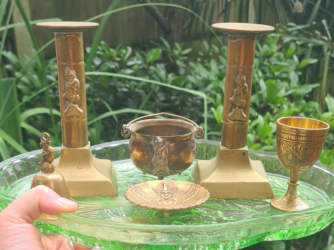 Antique Lucky Pixie Brass Altar Kit Witchcraft Set Witches Altar Kit ...