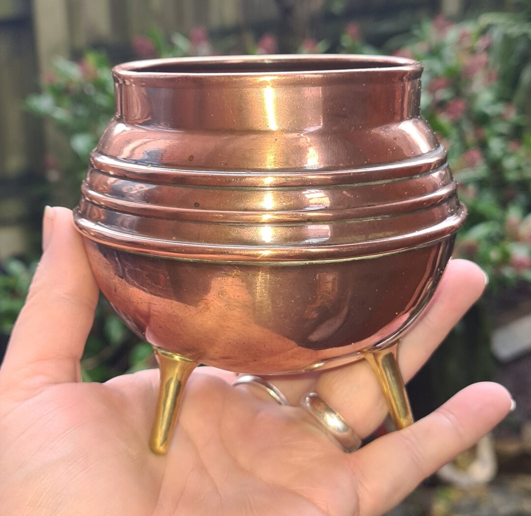 Vintage Copper & Brass Witches Cauldron Planter Jardinere, Witches ...