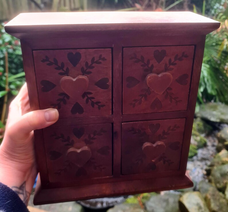 Vintage Wood & Ceramic Altar Chest Curio Cabinet Herb Chest, Witches ...