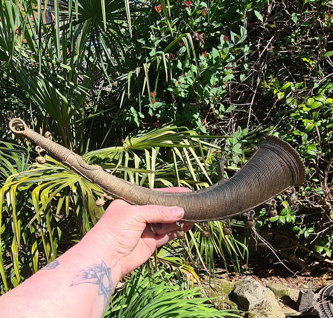 Antique Vintage Handmade Traditional Brass Ceremonial Ritual Horn ...