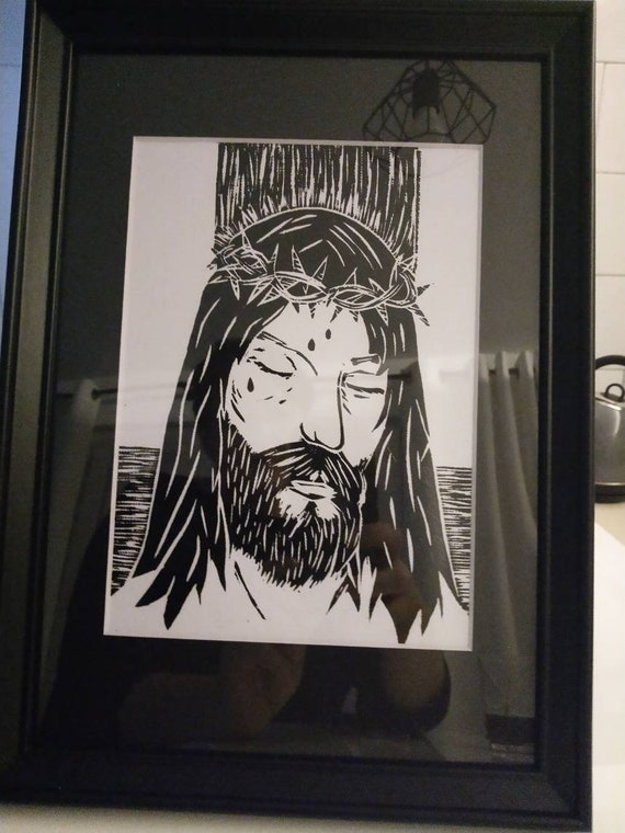 The Moribund Christ-linocut in the Housing/dying | Etsy