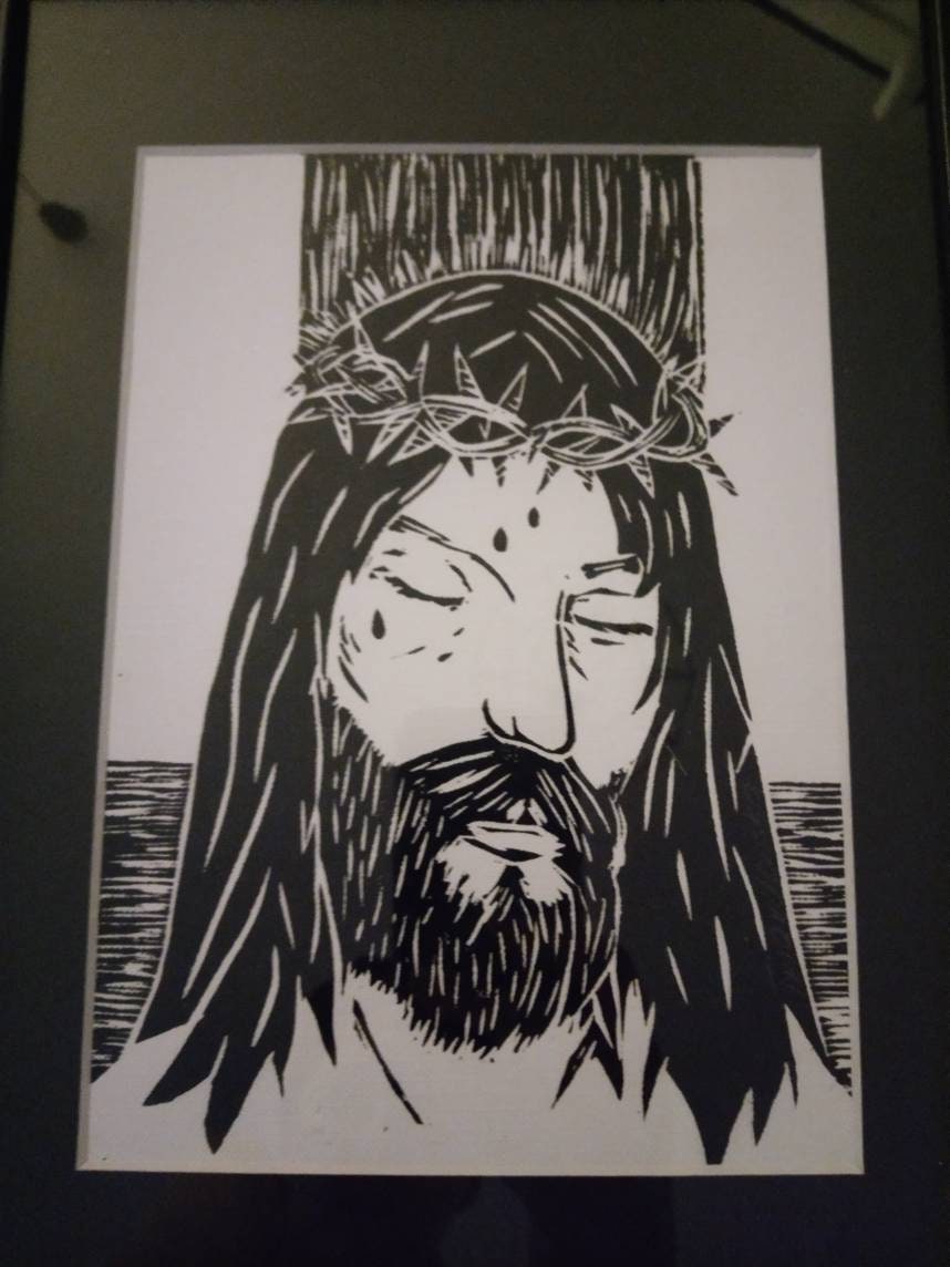 The Moribund Christ-linocut in the Housing/dying Christ-linocut in the ...