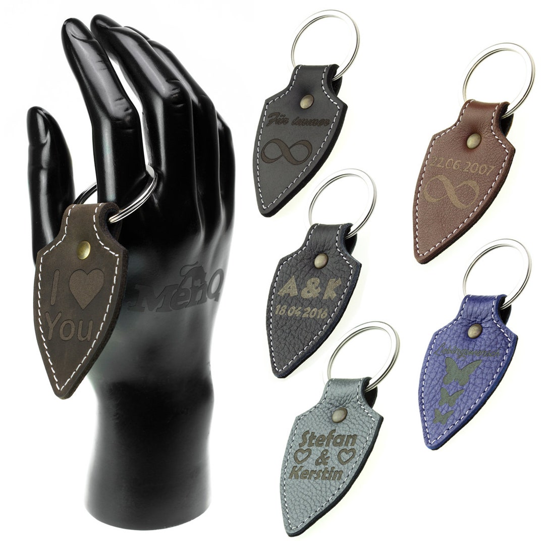 Keychain With Engraving Leather Individual - Etsy Norway