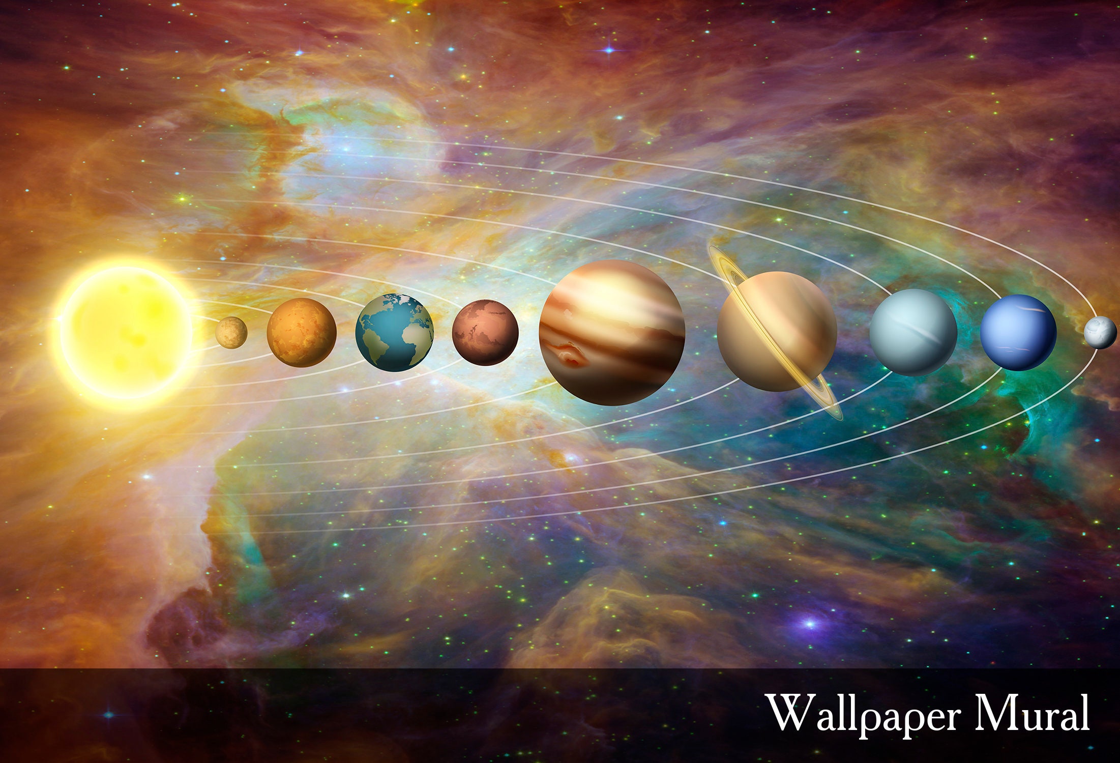 Rainbow Solar System Background