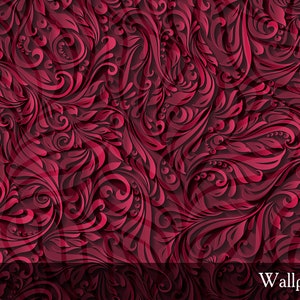 Murrey Floral Wallpaper 3D. Dark Red Wallpaper. Luxury Wall - Etsy