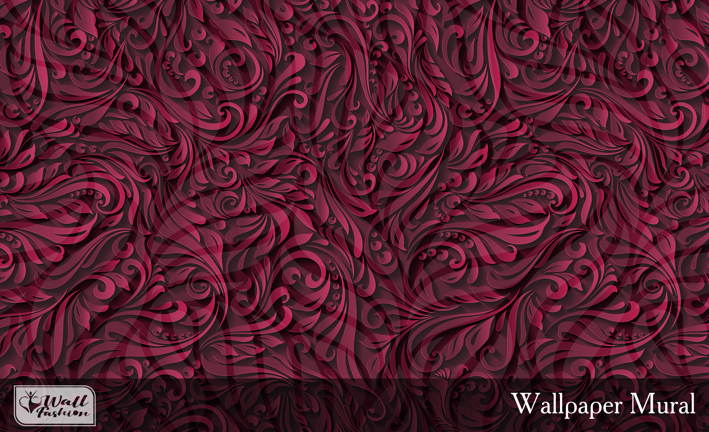 Murrey Floral Wallpaper 3D. Dark Red Wallpaper. Luxury Wall | Etsy