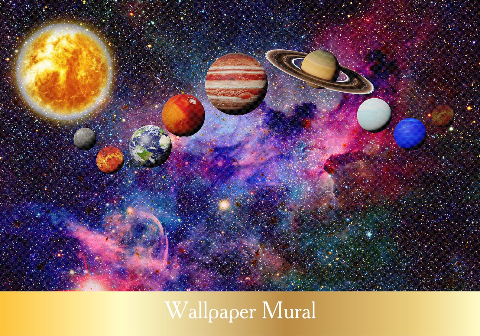 Rainbow Galaxy Solar System Wallpaper Space Wall Mural Kid - Etsy Canada