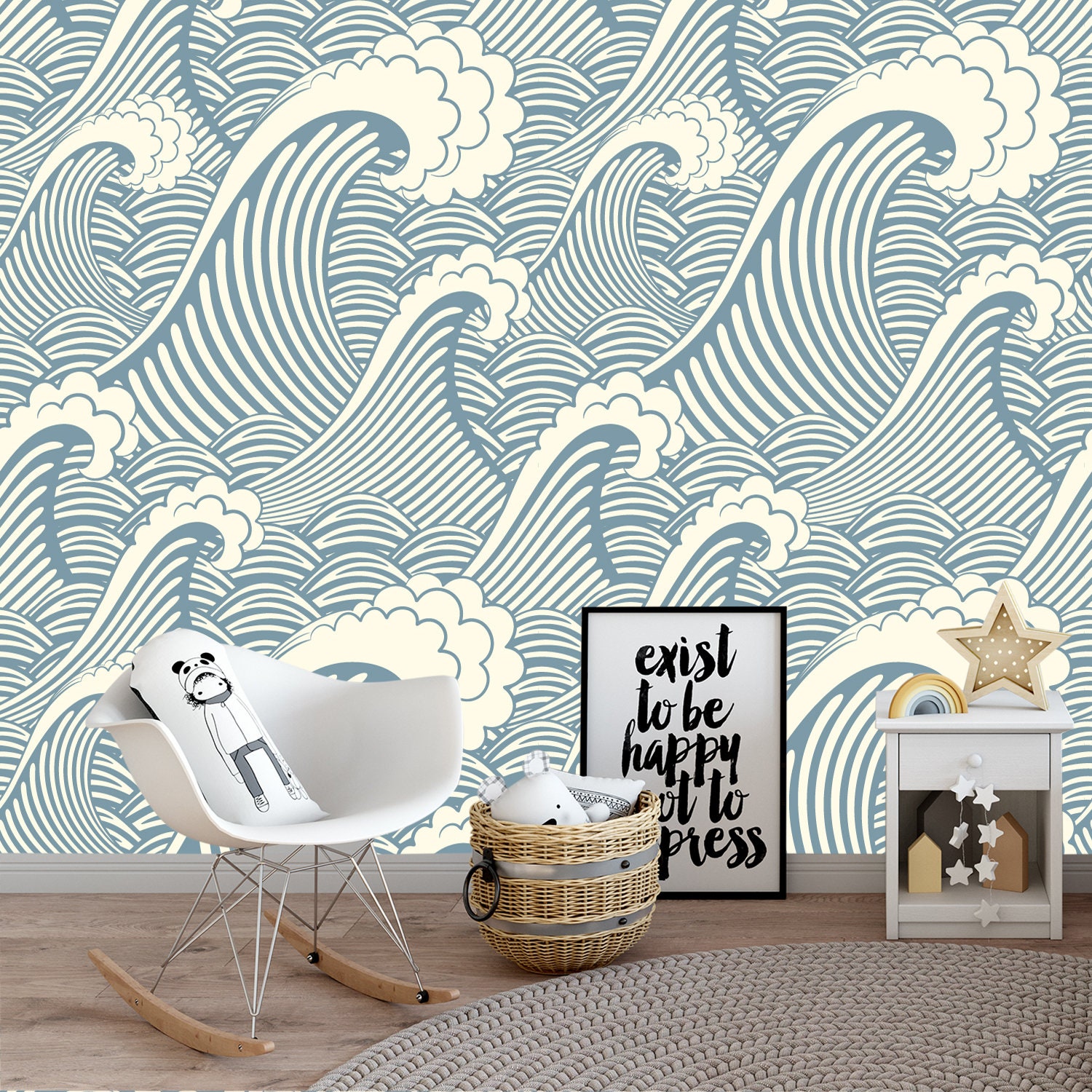 Wave Wallpaper Nursery. Nautical Wallpaper Kid. Remove - Etsy