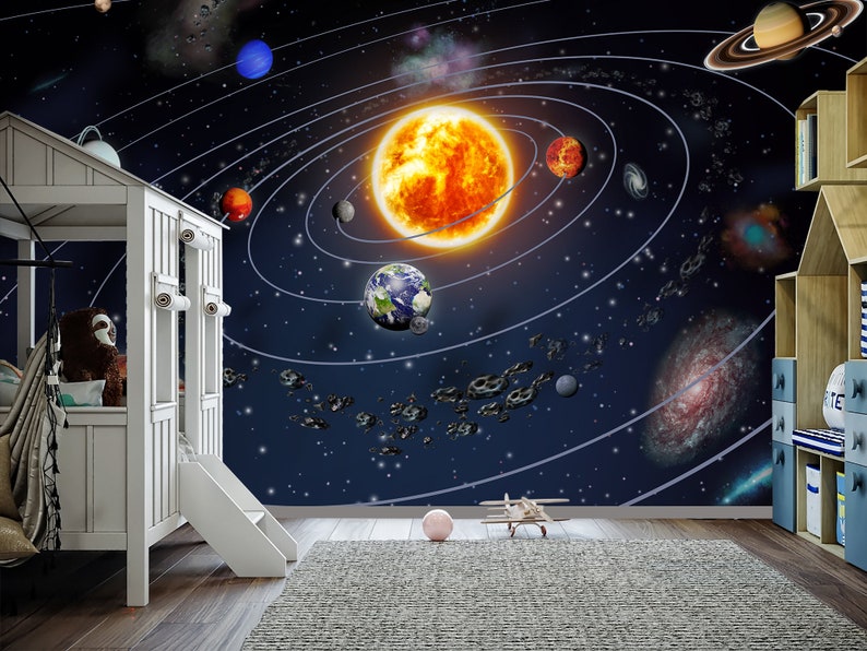 Rainbow Galaxy Solar System Wallpaper Classroom Space Wall - Etsy