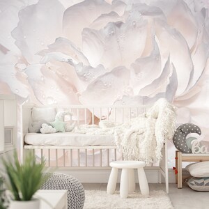 Large Peony Flower Wall Mural Nursery Cream Pastel Peonies - Etsy