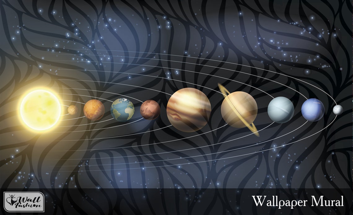 Space Wallpaper Nursery Solar System Wallpaper Galaxy Dark | Etsy