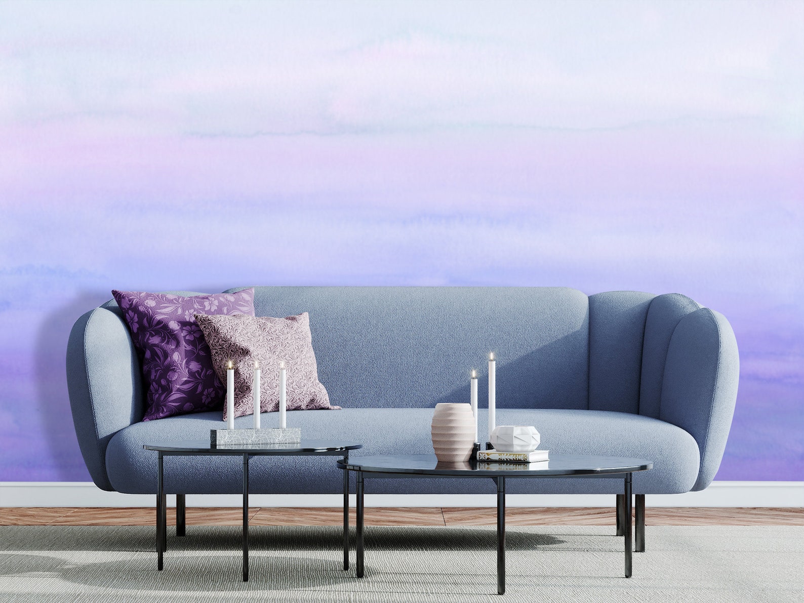 Purple Watercolor Ombre Wallpaper Bedroom Pastel Color Paint | Etsy