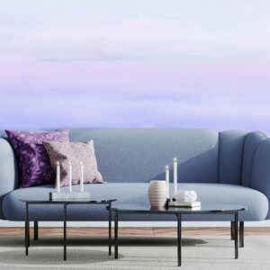 Purple Watercolor Ombre Wallpaper Bedroom, Pastel Color Paint Stain ...