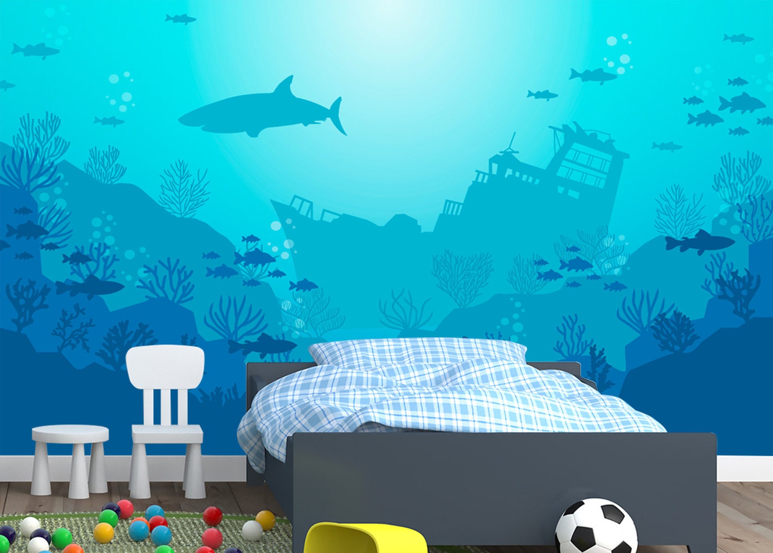 Underwater Wallpaper Nursery. Sunken Ship Wallpaper Kids. - Etsy