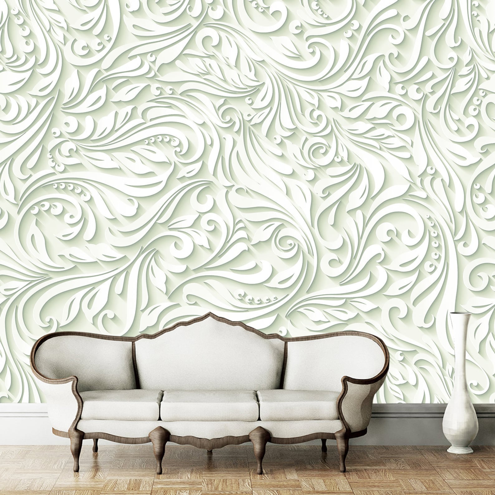 Floral Wallpaper Light. Sepia Tone Wallpaper 3D. Luxury Wall - Etsy