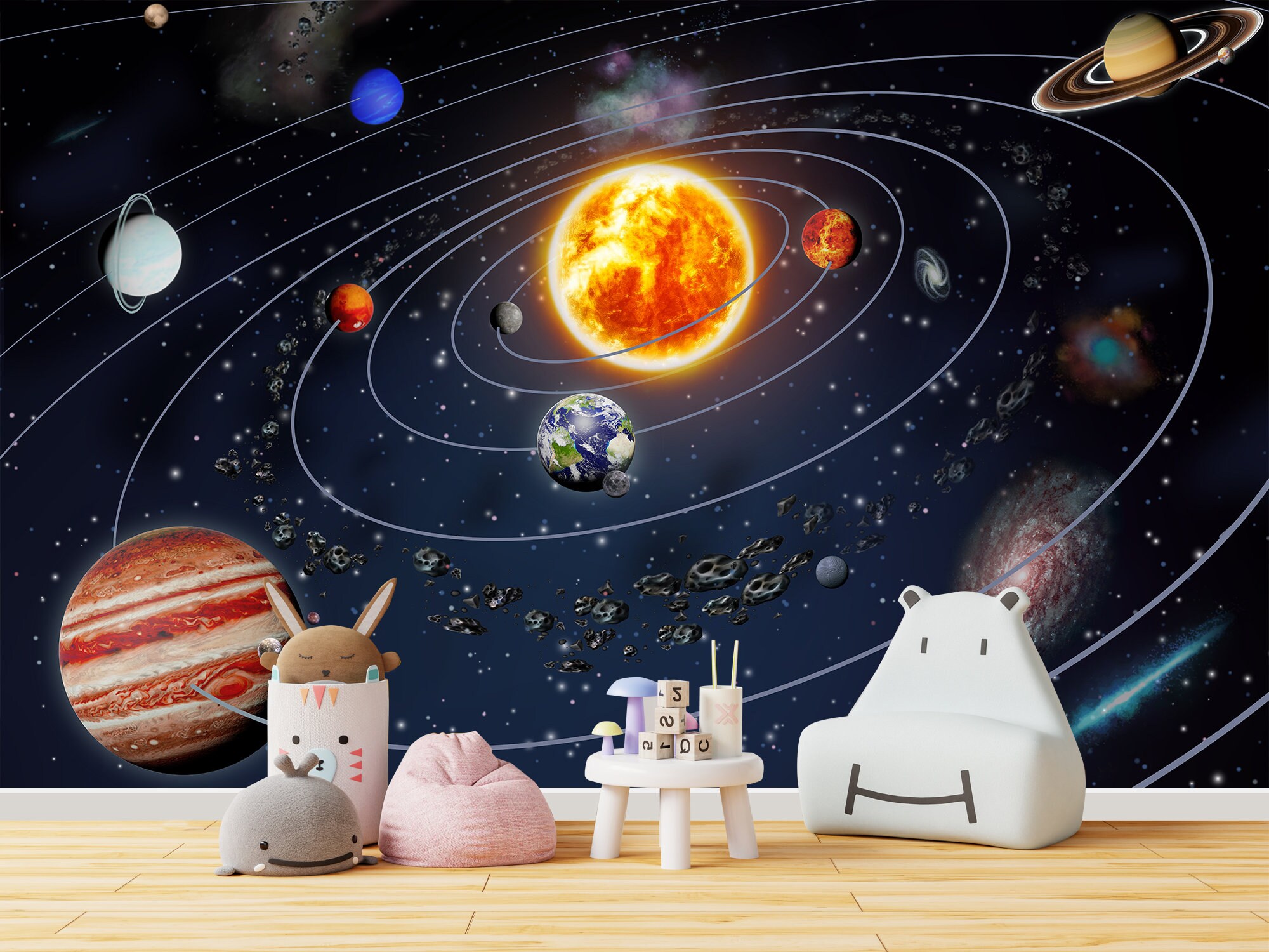 Rainbow Galaxy Solar System Wallpaper Classroom Space Wall - Etsy