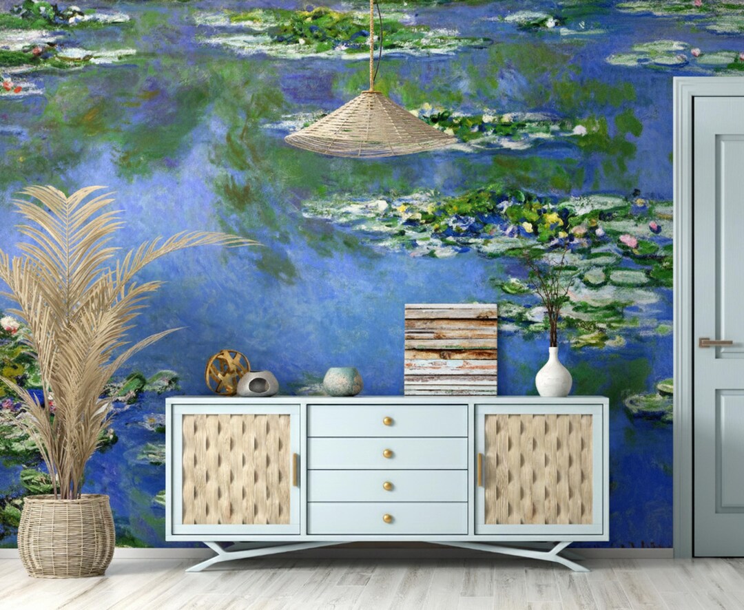 Impressionism Wallpaper Mural Masterpiece, Blue Water Lilies by Monet ...