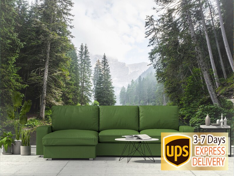 Forest Outlander Wallpaper. Landscape Mountain Wall Mural. - Etsy